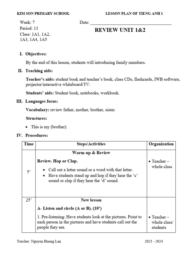 Lesson Plan ISS1_RV1&2 | PDF | Human Communication | Learning