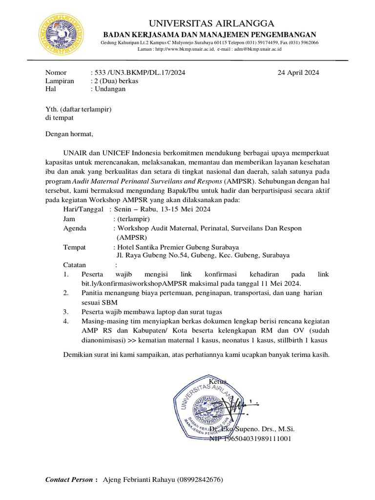 533 - Surat Undangan Workshop AMPSR | PDF