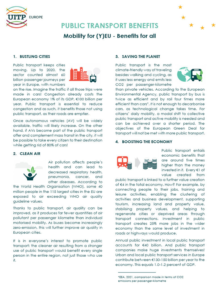 Public Transport Benefits Mobility For YEU Benefits For All | PDF ...