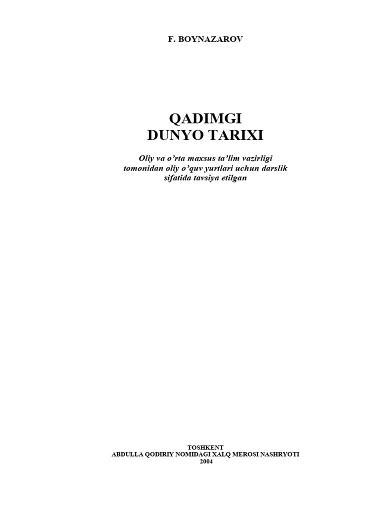 Qadimgi Dunyo Tarixi | PDF
