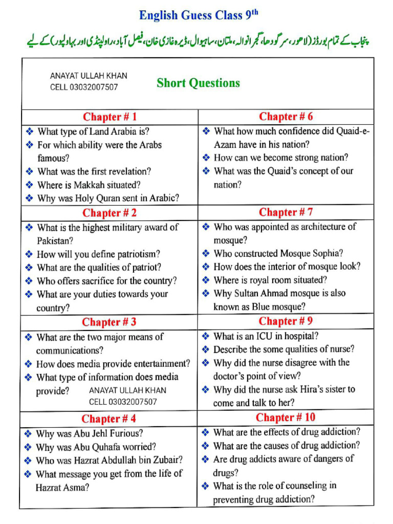 English Guess - 9th | PDF