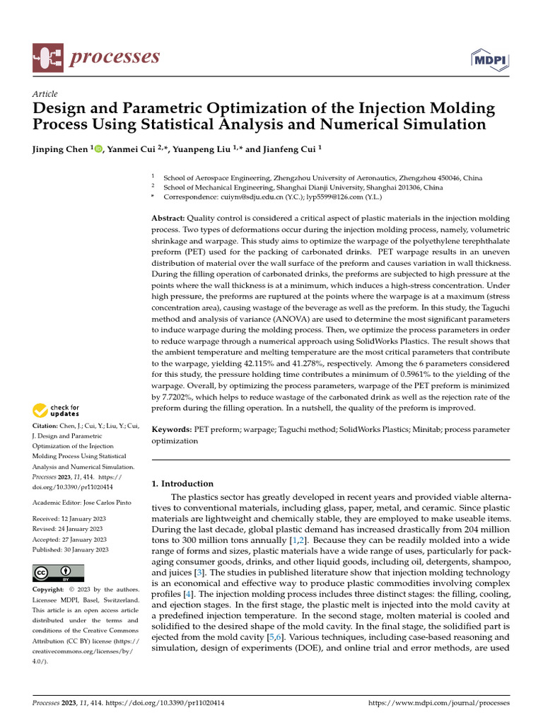 Design And Parametric Optimization Of The Injection Molding Pdf