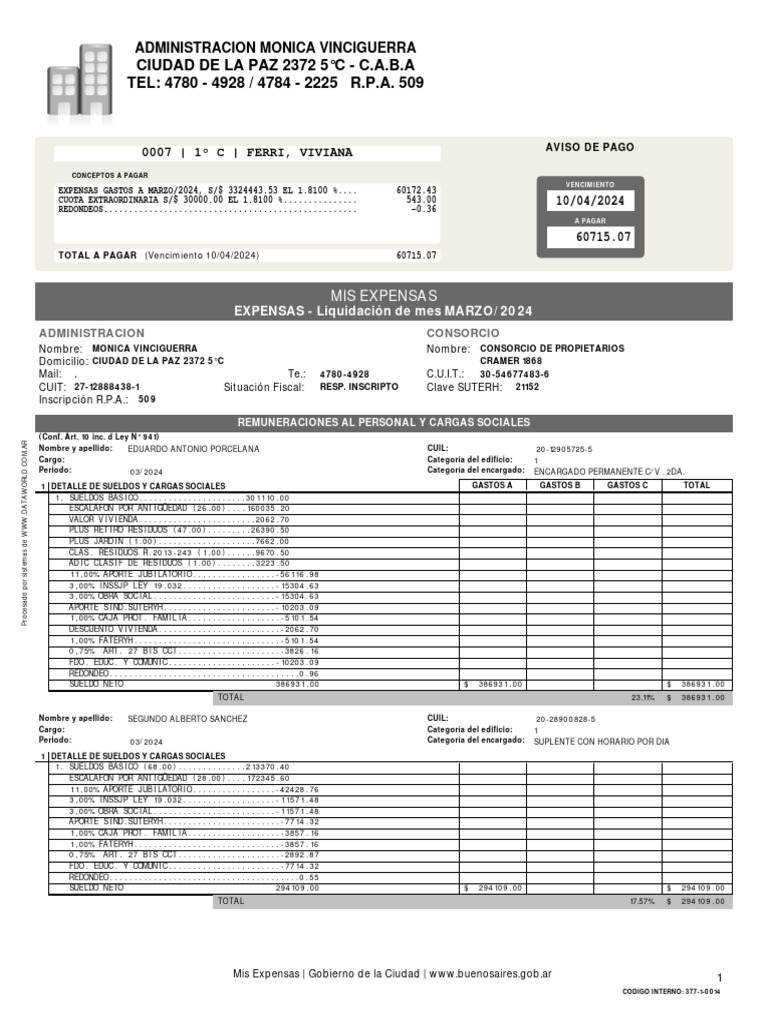 Expensas Cramer | PDF