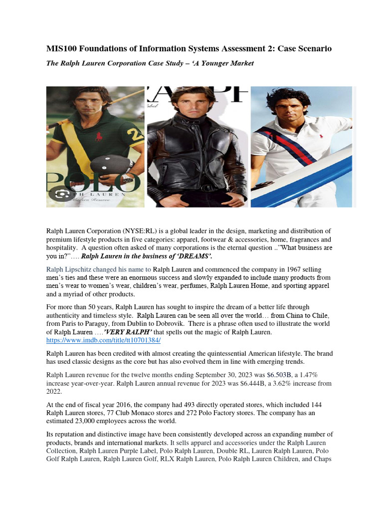 MIS 100 Assessment 2A Case Study the Ralph Lauren Corporation | PDF