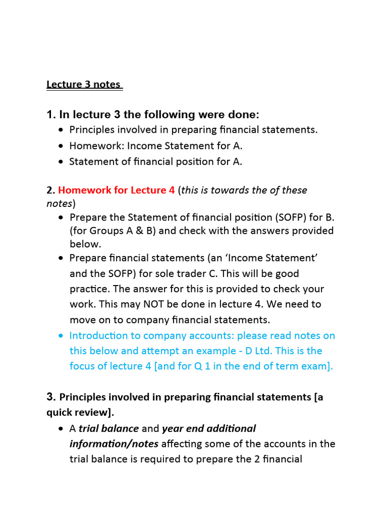 Lecture 3 Notes Pdf Debits And Credits Balance Sheet