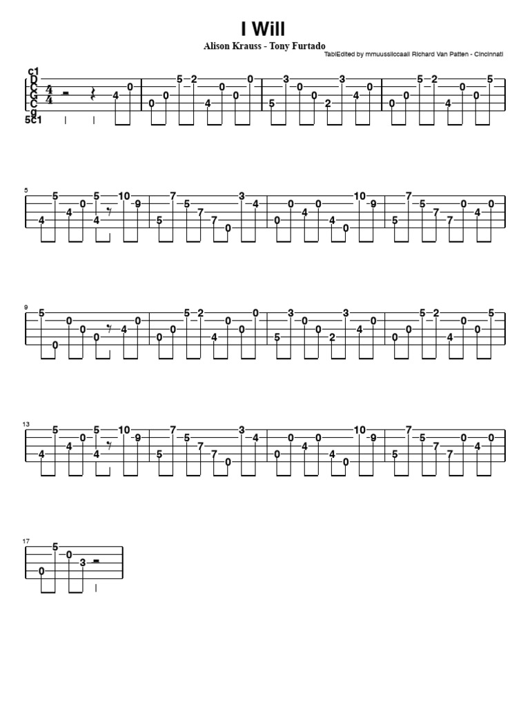 Alison Krauss & Tony Furtado Tablature | PDF | American Folk Music