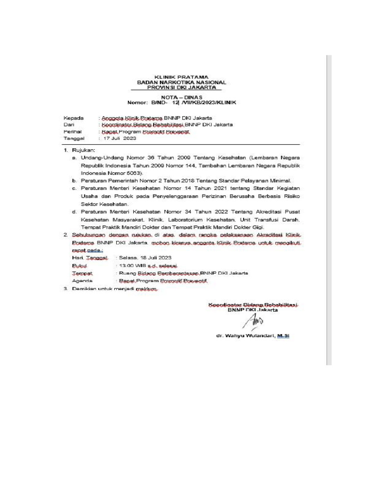 EP.6.1 Surat Penyelengaraan Promotif Preventif | PDF