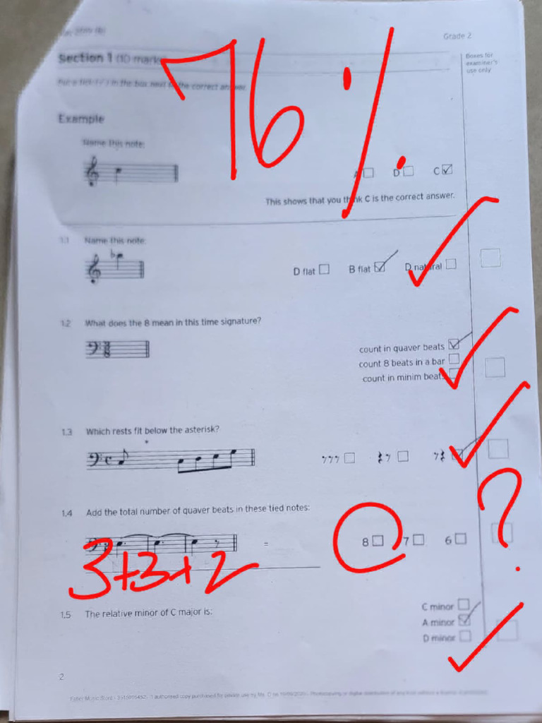 Grade 2 Theory May2019 Sana | PDF | Scale (Music) | Minor Scale