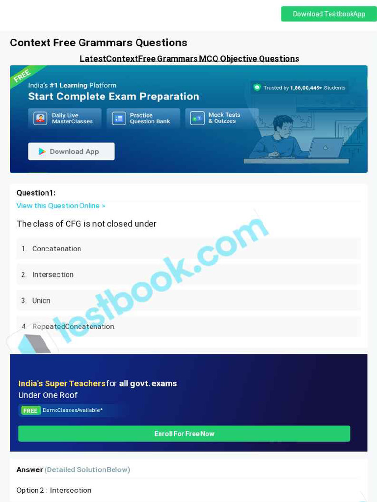 mcq-on-context-free-grammars--5eea6a1239140f30f369ed92 | PDF