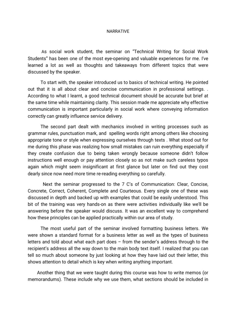 NARRATIVE | PDF | Memorandum | Human Communication