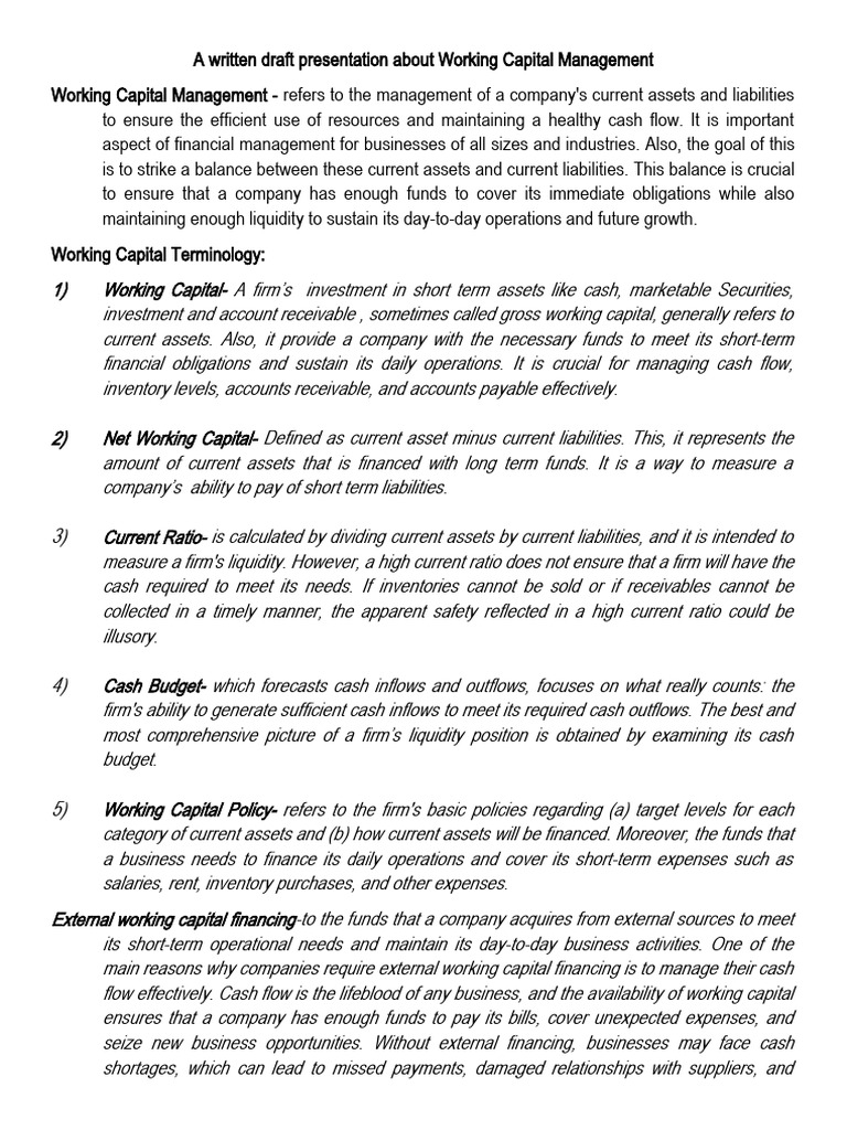 Working Capital Management | PDF | Working Capital | Corporations