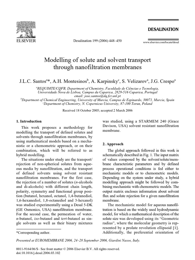 Modelling of Solute and Solvent Transport | PDF | Applied Mathematics