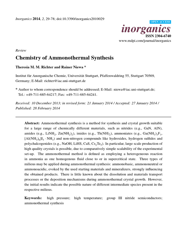 Chemistry_of_Ammonothermal_Synthesis | PDF | Ammonia | Solubility