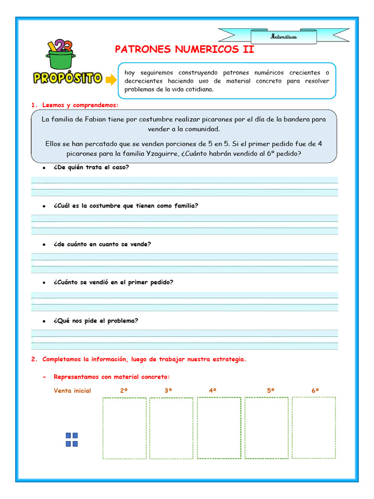 E5 Ficha D2 Mat Patrones Numericos Ii | PDF