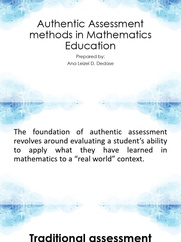Authentic Assessment Methods in Mathematics Education | PDF ...