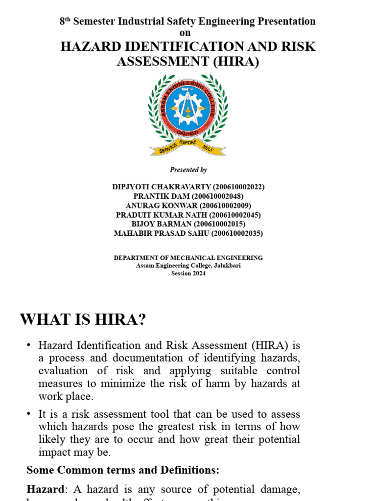 HIRA-ISE Presentation | Download Free PDF | Risk | Hazards