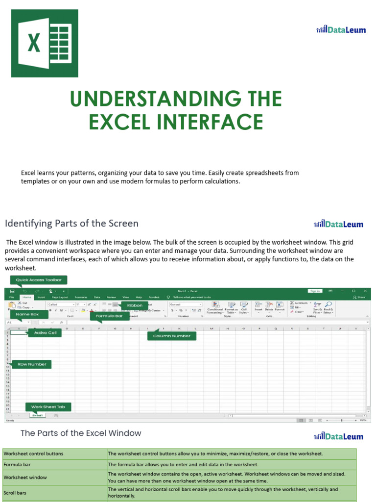 Understanding The Excel Interface. | PDF | Microsoft Excel | Window ...