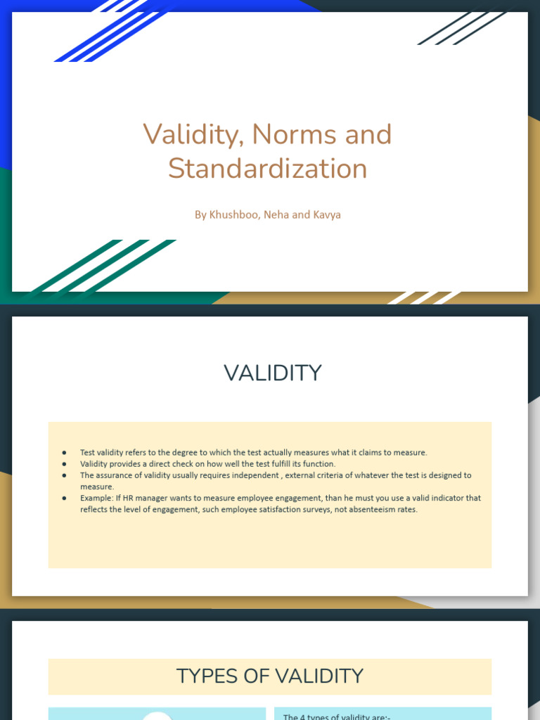 Validity, Norms and Standardization | PDF | Validity (Statistics) | Percentile