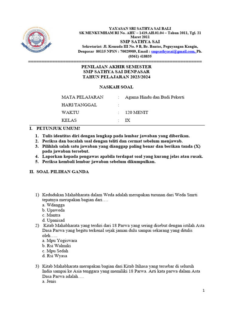 Pas Ganjil 2022-2023 | PDF