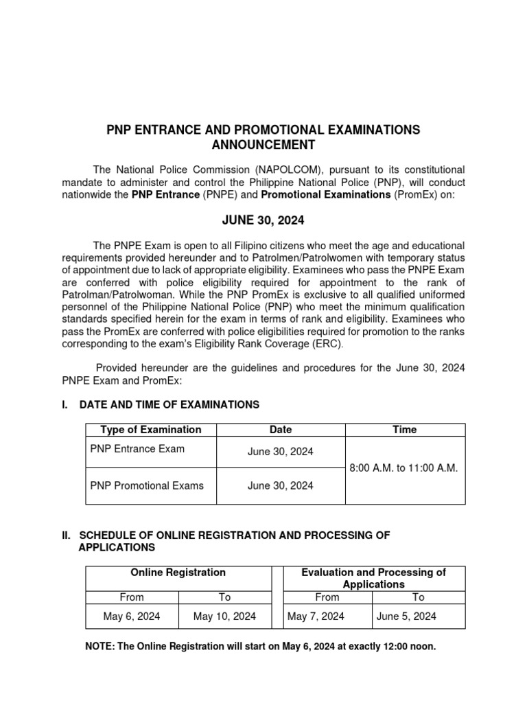 For PR - Exam Announcement June 2024 | PDF | Identity Document | Police