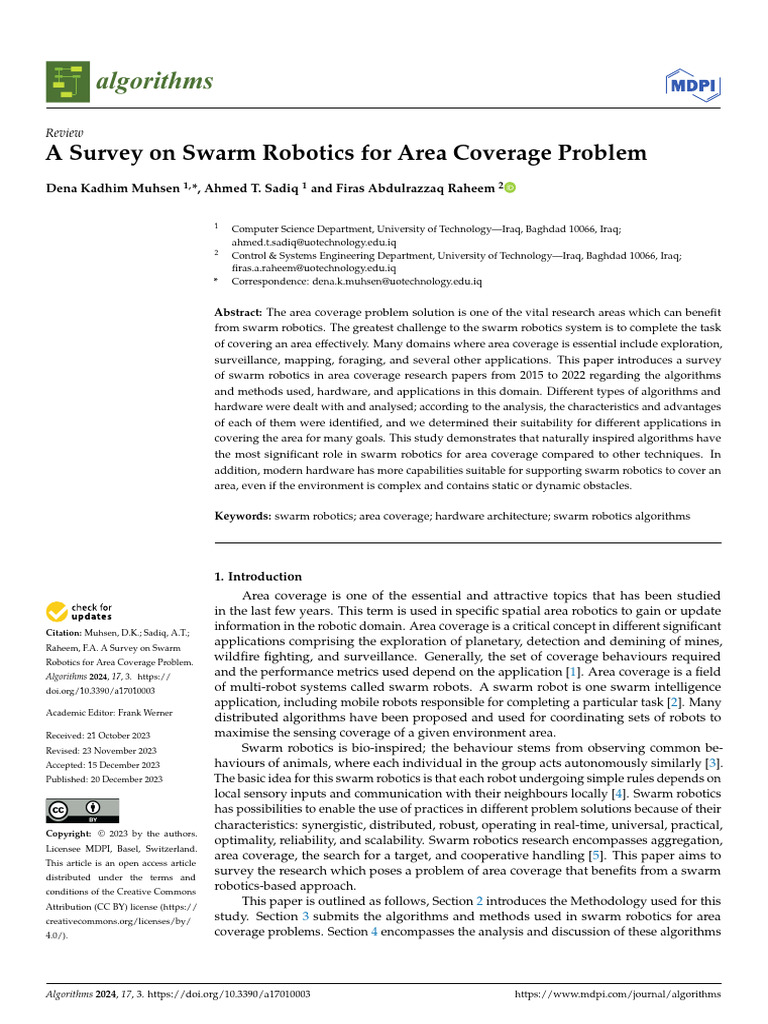 A Survey On Swarm Robotics For Area Coverage Problem | PDF | Robotics ... A Survey On Swarm Robotics For Area Coverage Problem | PDF | Robotics ...