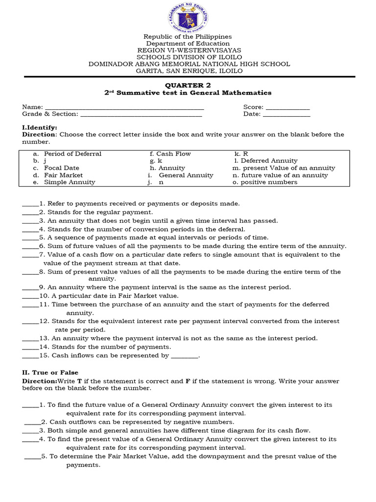 Summative Gen - Math | Download Free PDF | Present Value | Interest