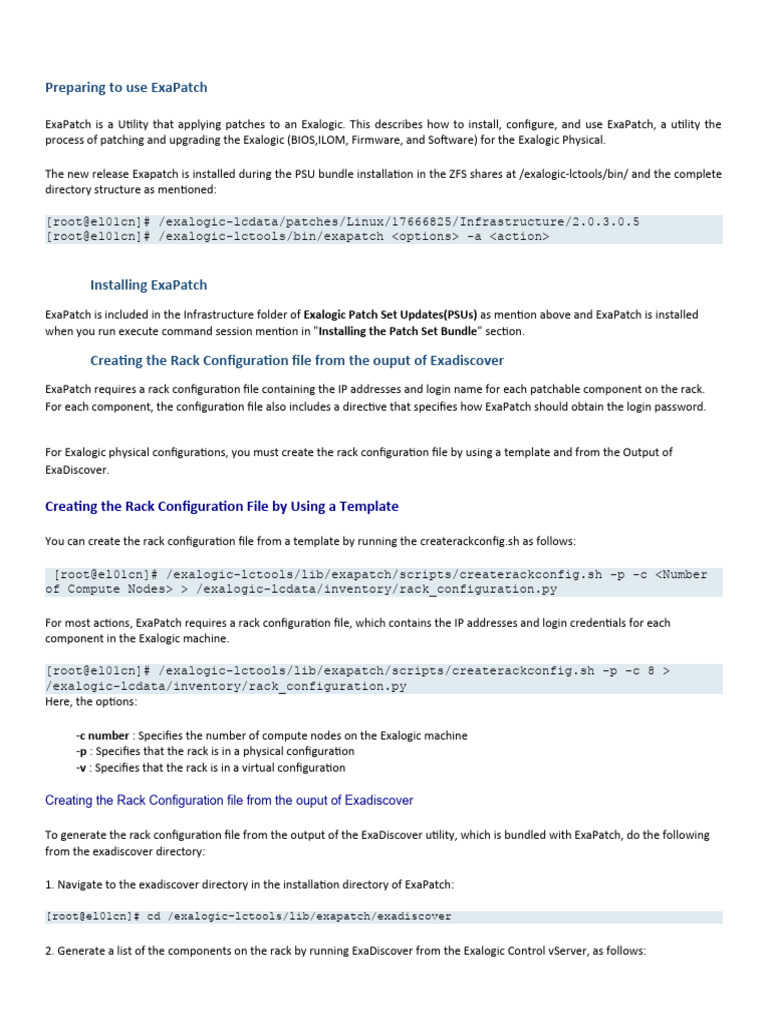 ExaPatch Guide: Install & Configure | PDF | Superuser | Computer File