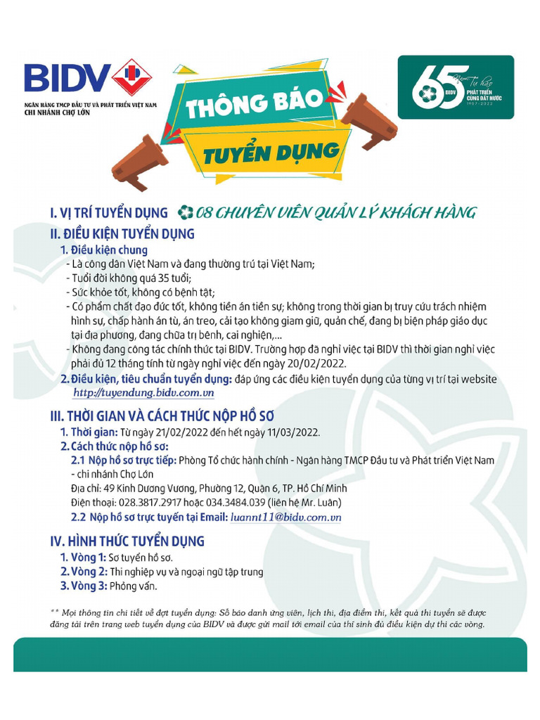 tuyển dụng BIDV | PDF