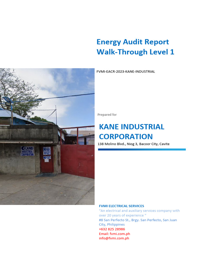 ENERGY AUDIT LEVEL 1 KANE Industrial 1 | PDF | Energy Conservation | Efficient Energy Use