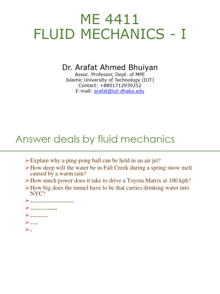 ME 4411_01-Basic Concept | PDF | Fluid Mechanics | Fluid Dynamics