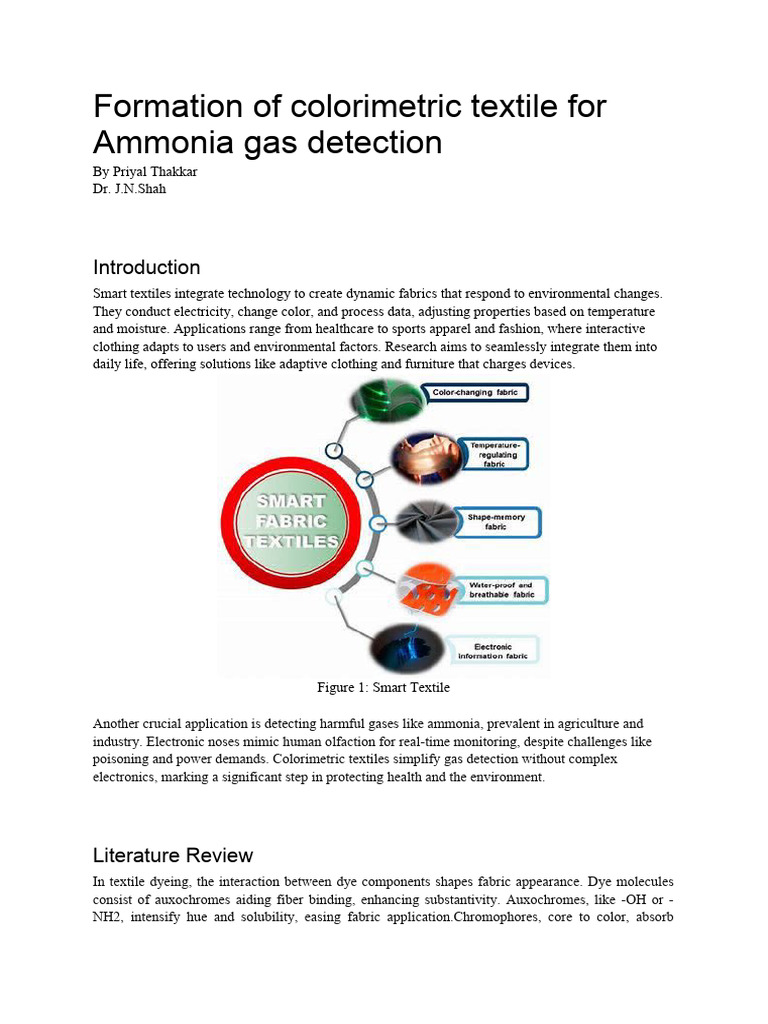 Formation of colorimetric textile for Ammonia gas detection | PDF ...