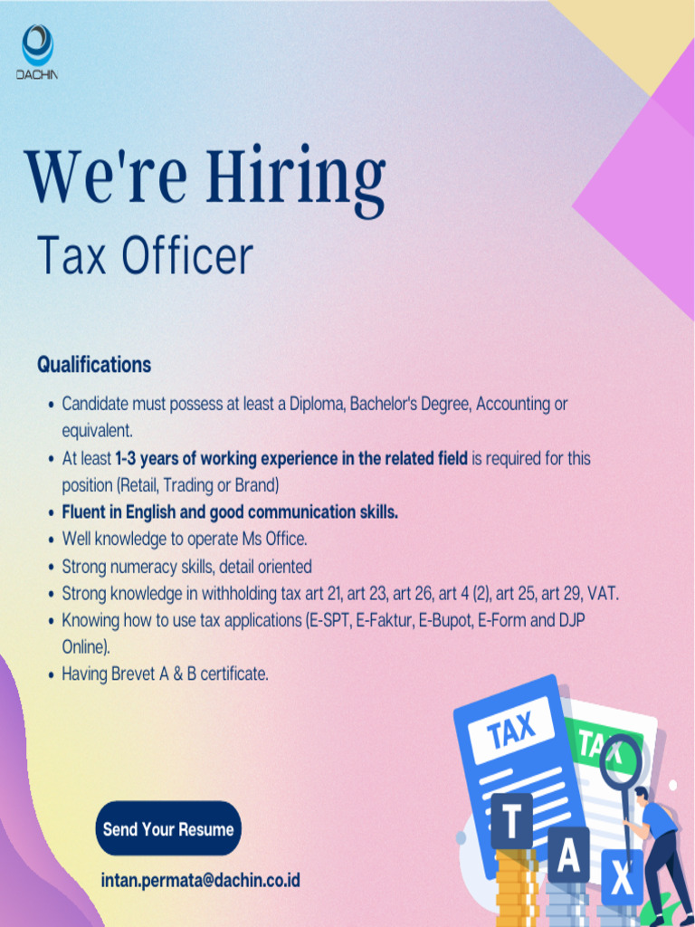 Tax Officer Job Opening - Apply Now | PDF | Finance & Money Management