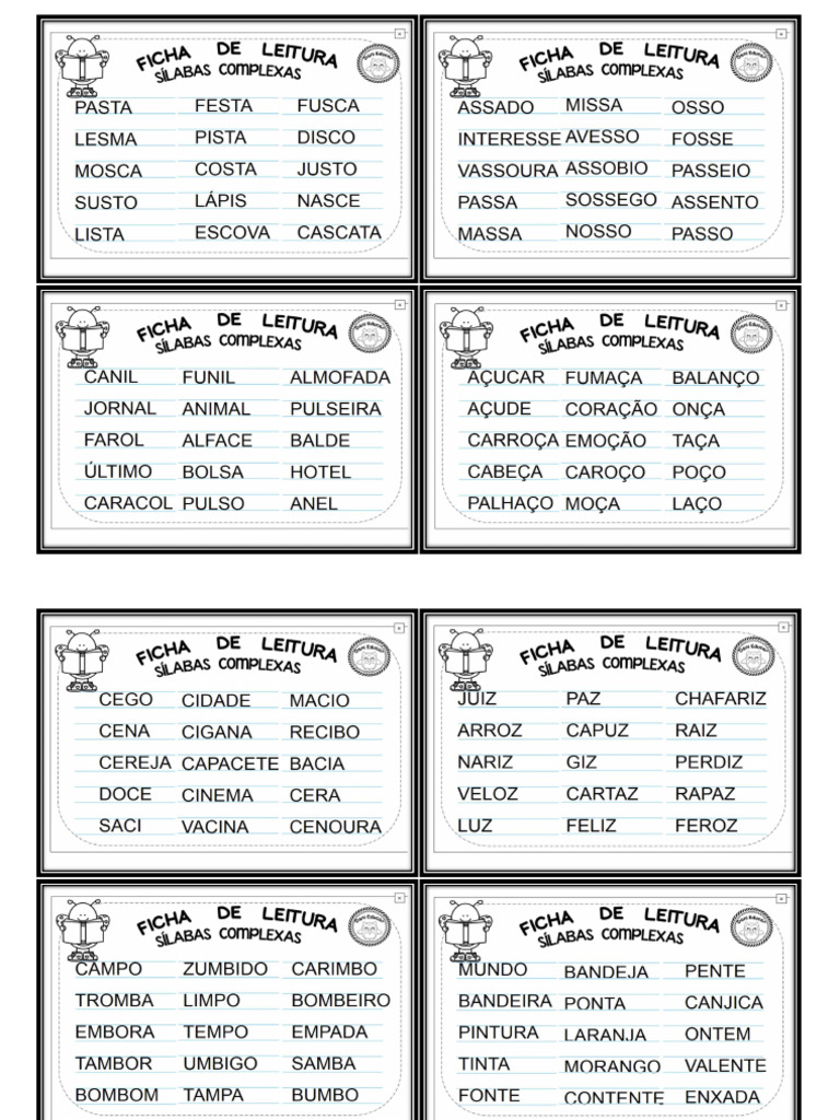 FICHA DE LEITURA COMPLEXAS | PDF