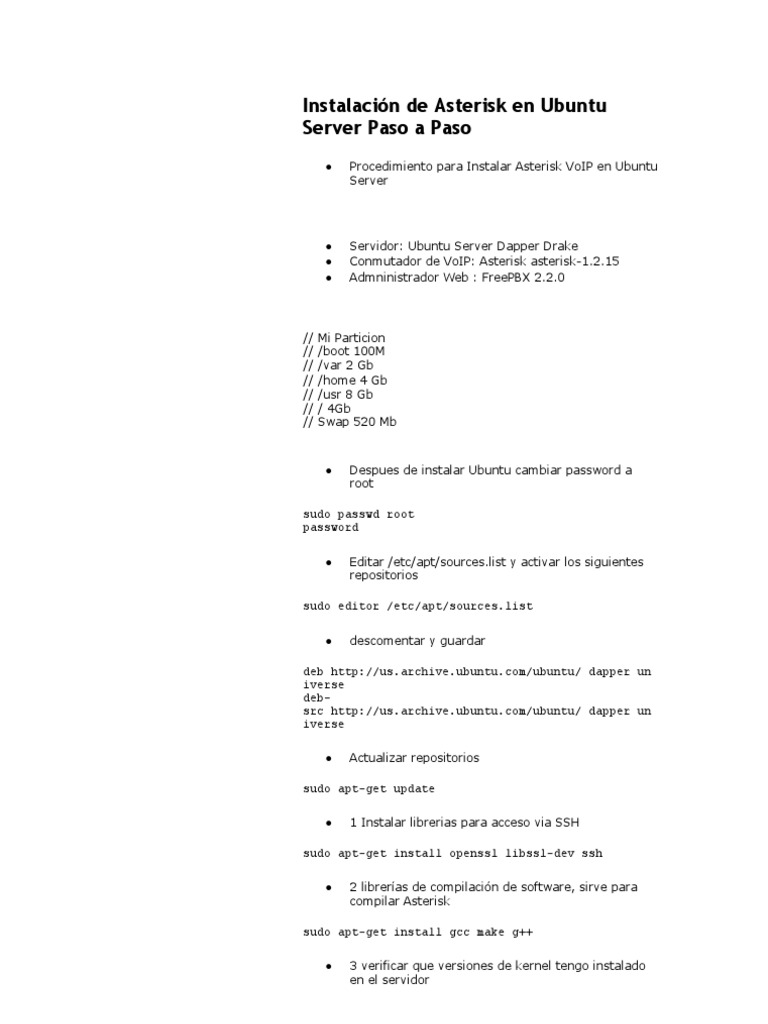Instalación de Asterisk en Ubuntu Server Paso a Paso | PDF | Ubuntu (sistema operativo ...
