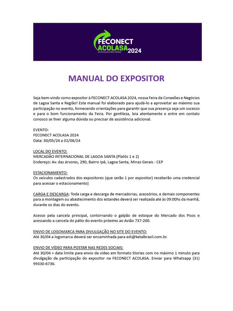 Manual Do Expositor Feconect | PDF | Negócios