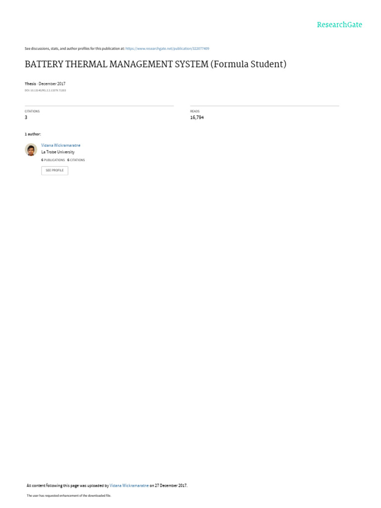 Battery Thermal Management System | PDF | Heat Transfer | Lithium Ion ...