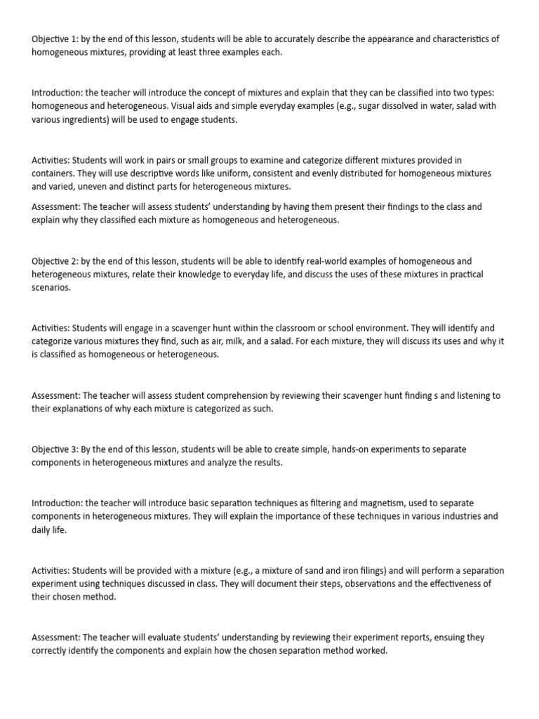 Objective 1 Pdf Mixture Homogeneity And Heterogeneity