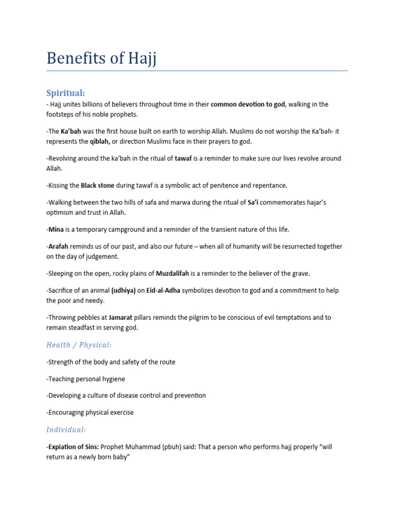 Benefits of Hajj | PDF | Hajj | Abrahamic Religions