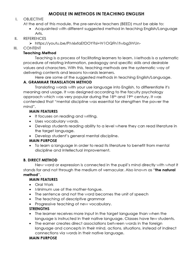 Module in Methods in Teaching Language Arts | PDF | Learning | Linguistics