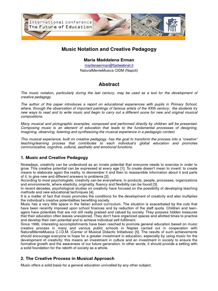 Music Notation in Creative Education | PDF | Creativity | Pedagogy
