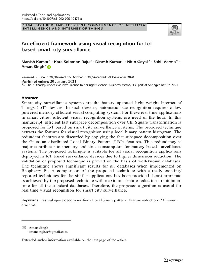 Kumar 2021 | PDF | Principal Component Analysis | Internet Of Things