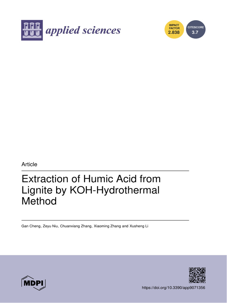 Humic Acid Extraction from Lignite Using KOH | PDF | Lignite | Soil