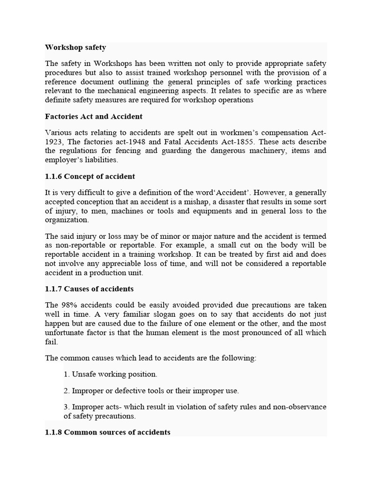 Workshop Safety | PDF | Belt (Mechanical) | Safety