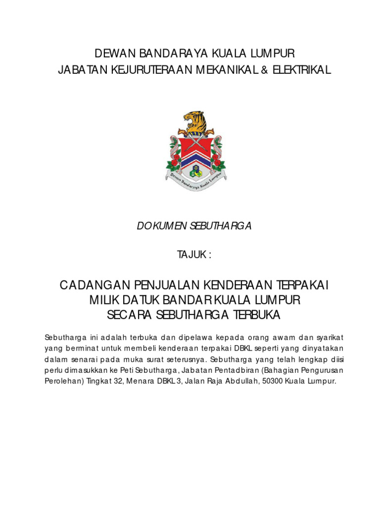 Sebutharga Kenderaan Motosikal Bil1 - 2021 | PDF