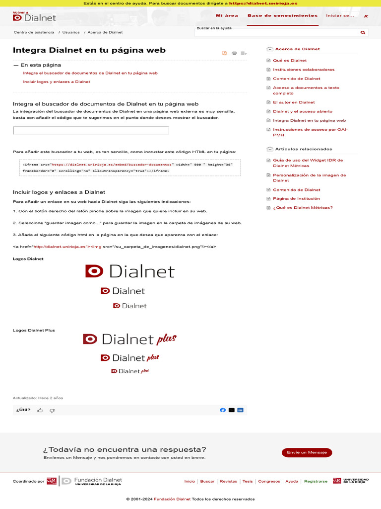 Integra Dialnet en Tu Página Web | PDF | Red mundial | Internet y web