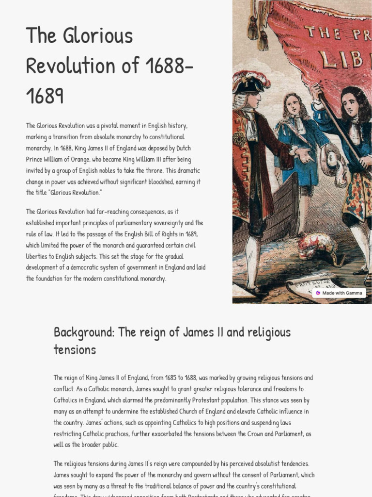 The Glorious Revolution of 1688 1689 | PDF | Parliament | United States ...