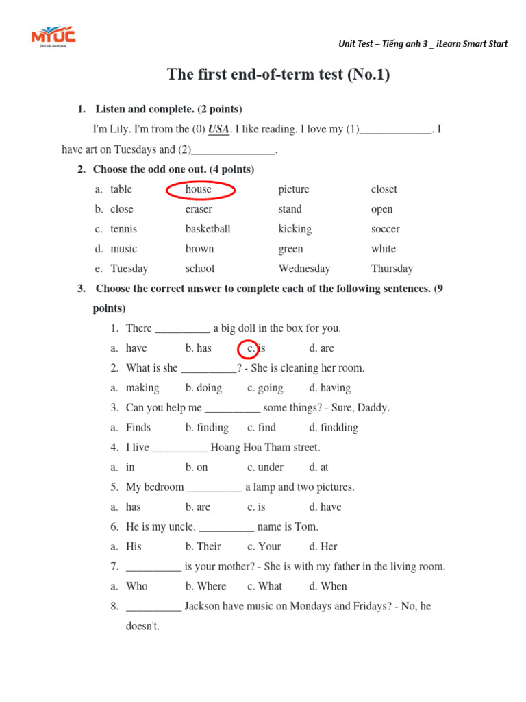 English Test for Grade 3 Students | PDF | Language Arts & Discipline