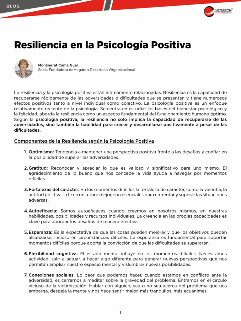 Resiliencia en La Psicologia Positiva | PDF | Resiliencia psicológica | Mito de la inundación