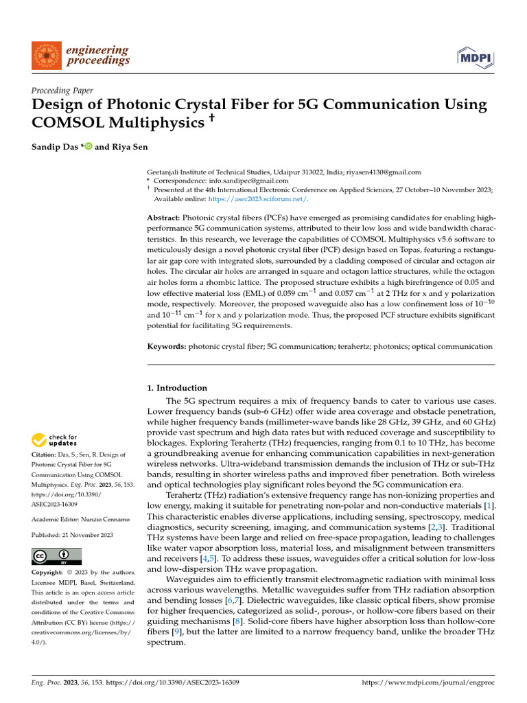 Design of Photonic Crystal Fiber For 5G Communication Using COMSOL ...