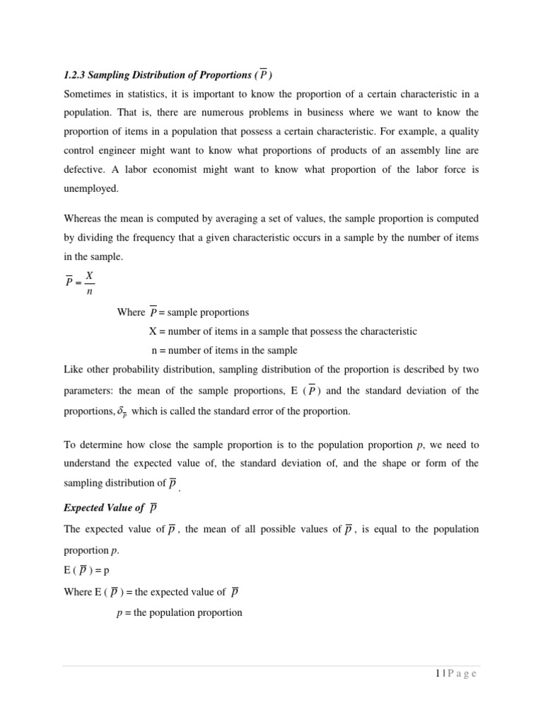 Buss. Stat - Chapter 1 Proportion | PDF | Standard Deviation | Standard Error